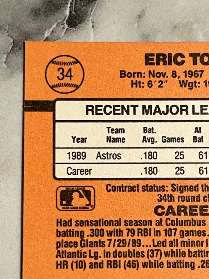 1990 Donruss Eric Anthony ULTRA RARE Misprint Error Baseball Card ...
