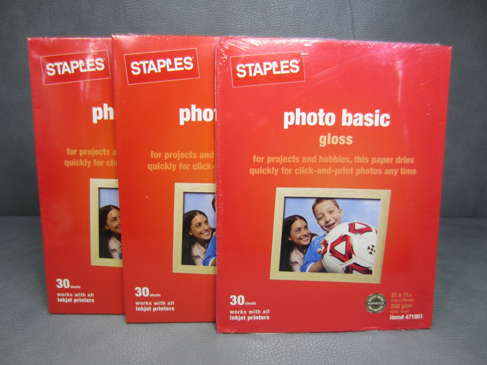 Lot of 3 Staples Photo Basic "Gloss" Photo Paper 3 Packs of 30 each | eBay