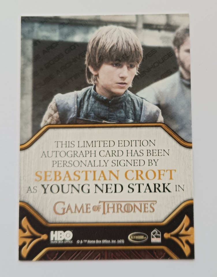 Sebastian Croft "Young Ned Stark" 2023 Rittenhouse Game of Thrones A ...