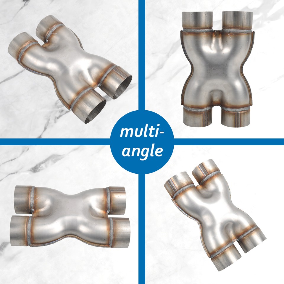Universal Crossover Stainless Steel X-Pipe Muffler Exhaust Tip 3" Dual ...