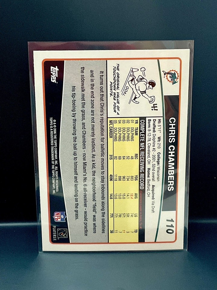 2006 Topps NFL Chris Chambers #110 - Miami Dolphins | eBay