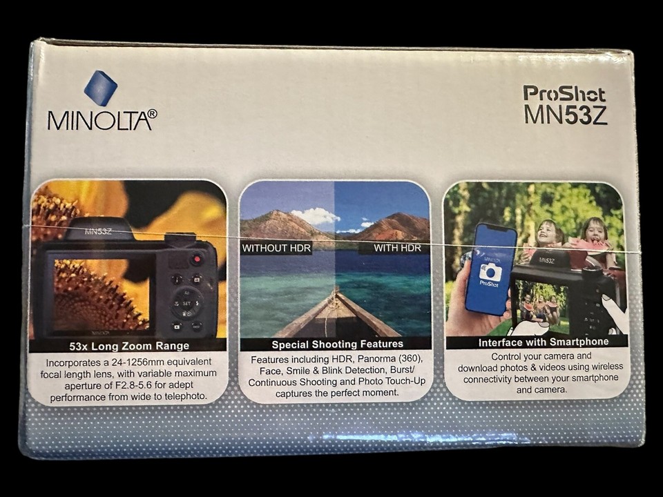 Minolta Pro Shot MN53Z 16 Mega Pixel HD Digital Camera 53x Optical Zoom ...