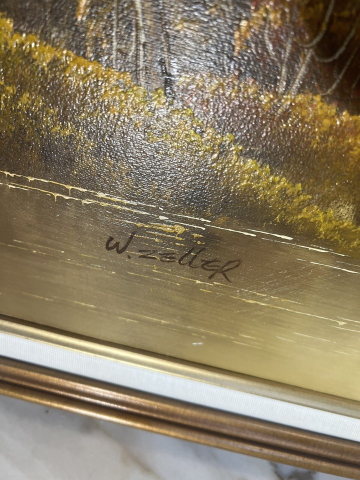 Vintage Oil Canvas Painting Framed Landscape Signed 1980s 25” X 29” W ...