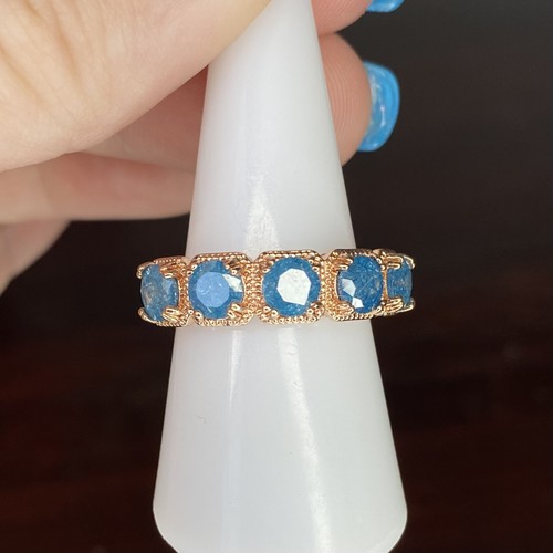 Bomb Party Ring- 02- Lab Created Turquoise Ice Crystal- Size 8- Rose ...