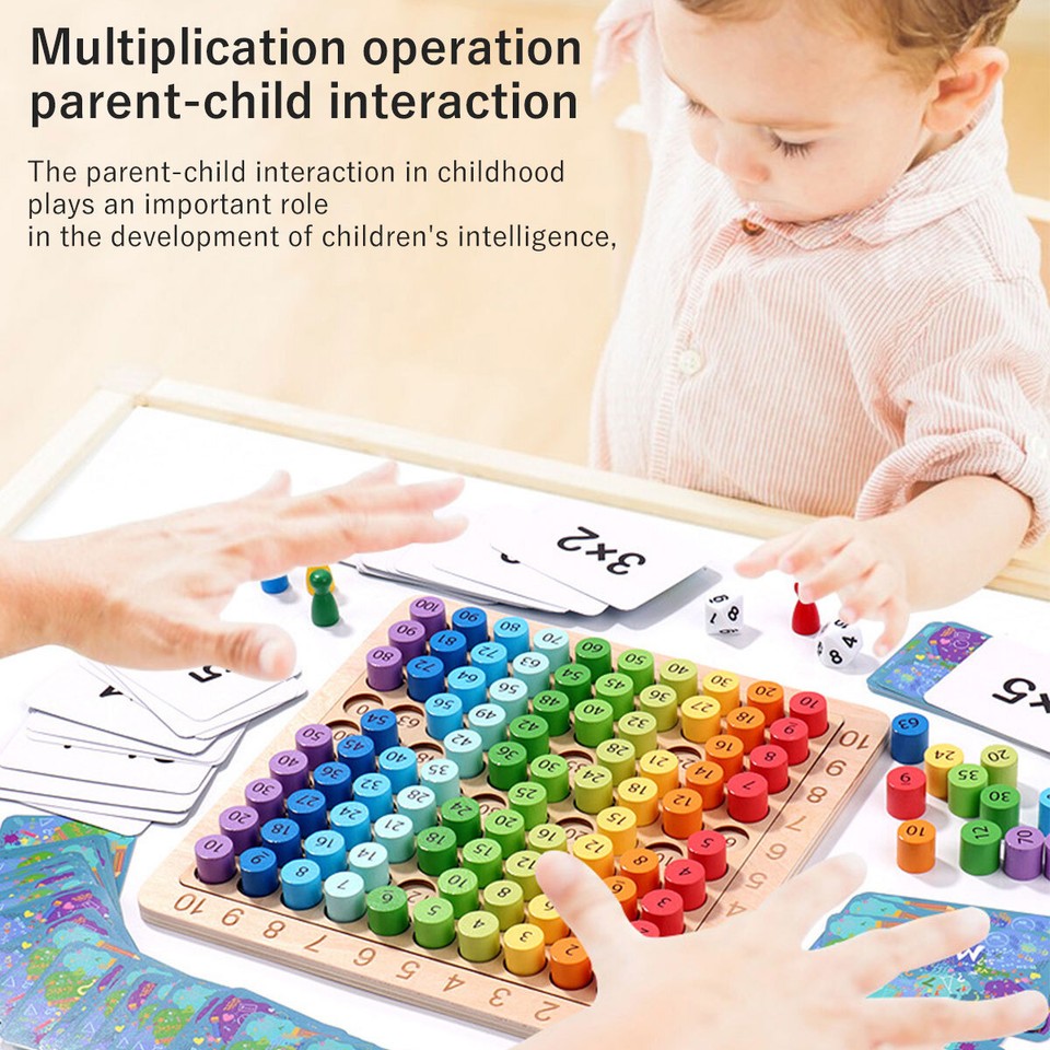 Wooden Math Multiplication Board Montessori Children Counting Toy with ...