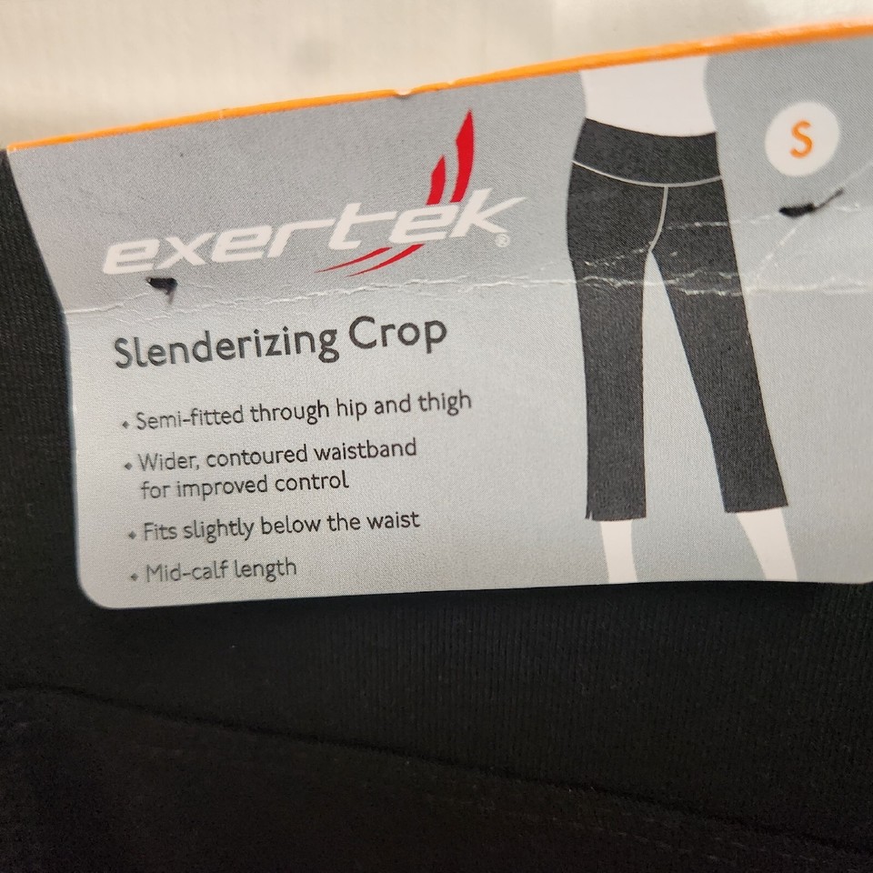 NWT Women Black Exertek Semi-Fitted Crop Pants Activewear Bottoms Small ...