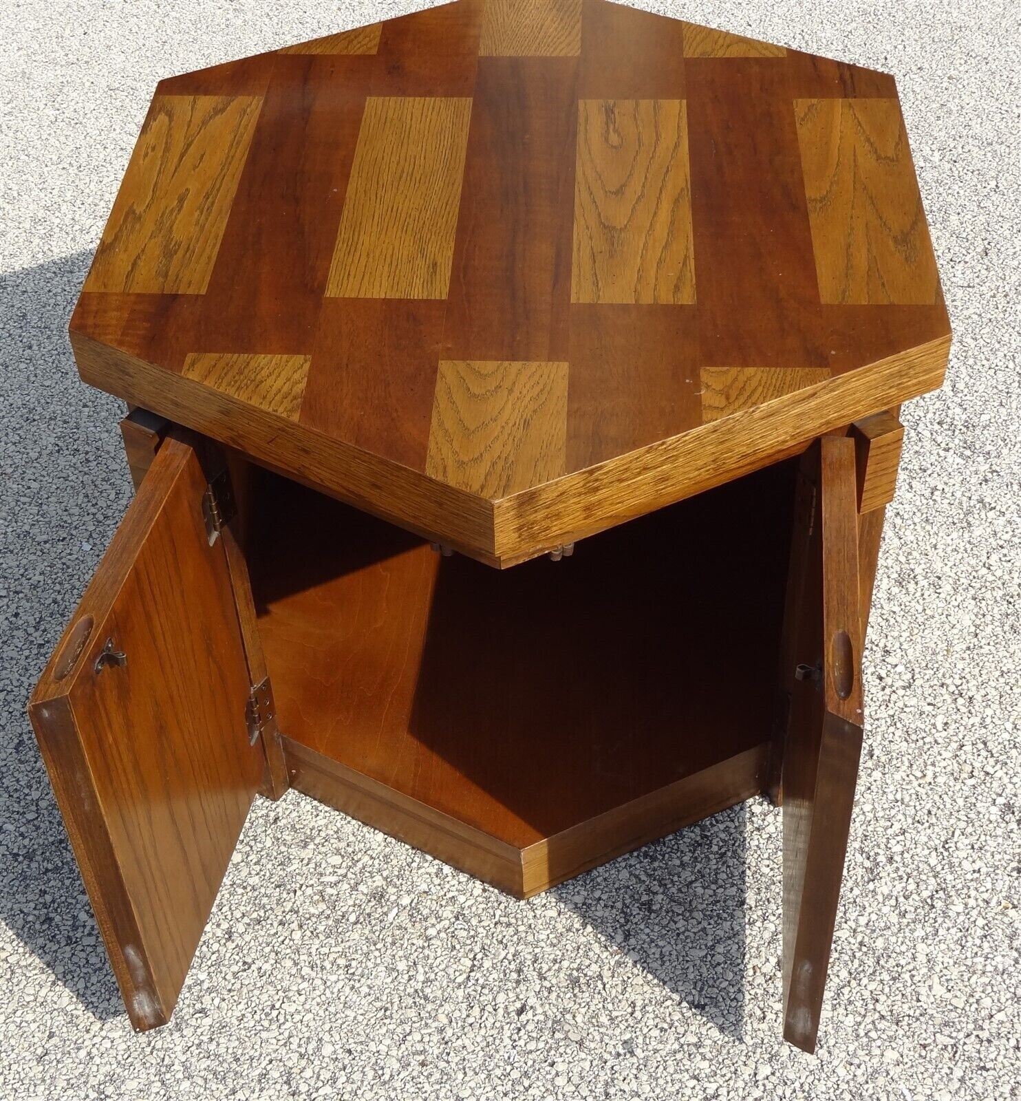 1960s 1970s Mid Century Lane Brutalist Hexagon End Table / Night Stand ...