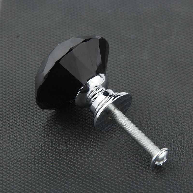Black Crystal diamond handle pull 1.2" modern European style door ...