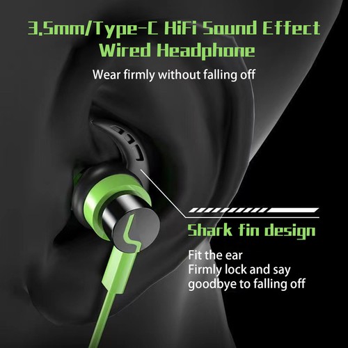 Wired Earphone In-ear Music Listening 3.5mm/type-c Bass Heavy Wire ...