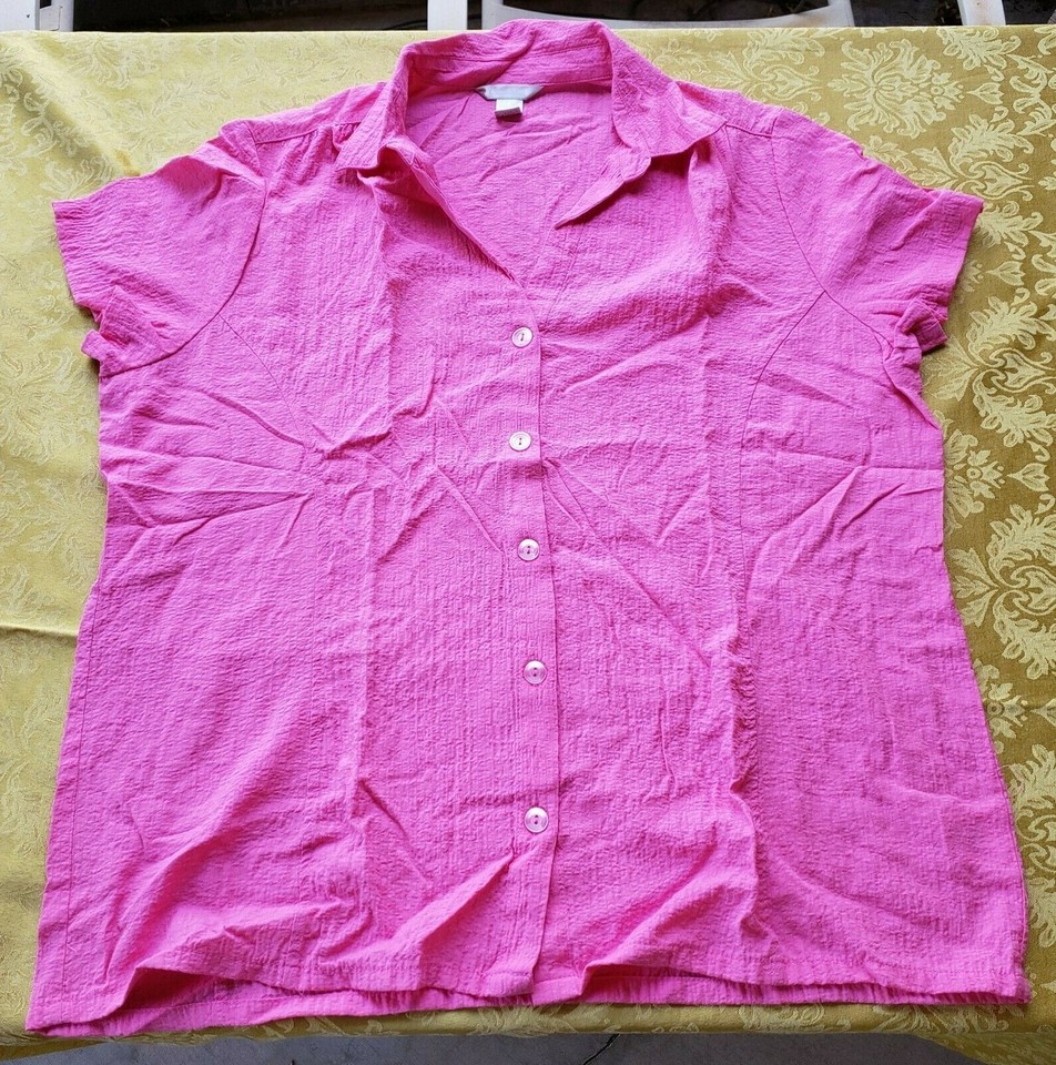 White Stag Blouse & Pant Outfit Pink Crop Pants Short Sleeve Top Size ...