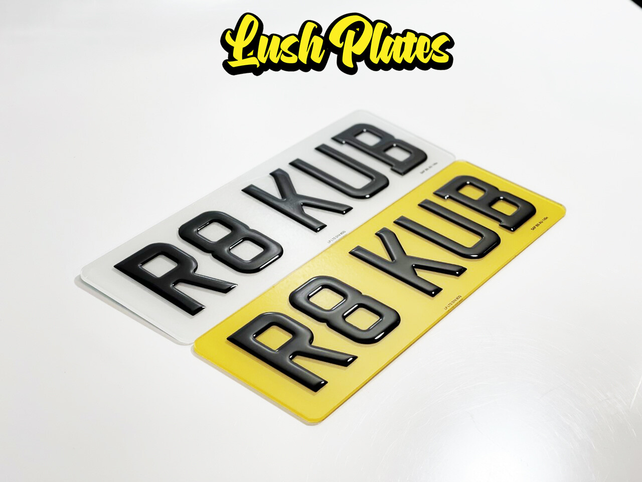 SHORT SMALL 4D 3D Gel Number Plates Road Legal FRONT & REAR 7 6 5 4 3 ...