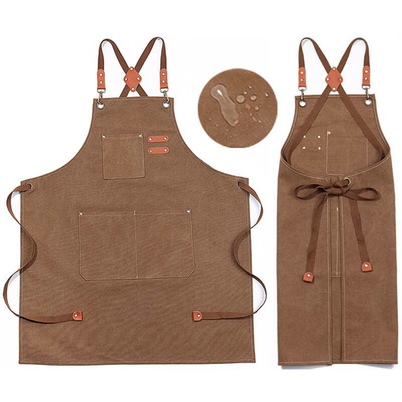 Heavy Duty Work Shop Apron with Pockets Men Women Waterproof Canvas ...