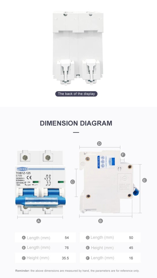 DC MCB Solar PV Circuit Breaker 2P 600V 125A 100A 80A Battery ...