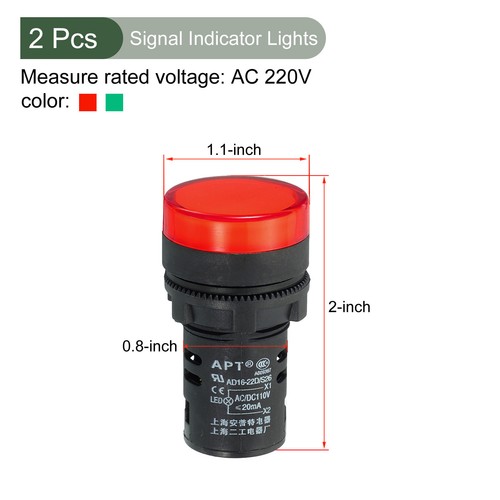 2 Pcs Indicator Light, LED Turn Signal Neon Light Lamp(Green Red, AC ...