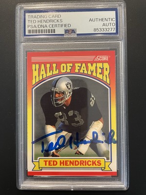 Ted Hendricks signed 1990 Score Auto Card Football Hall of Fame Raiders ...