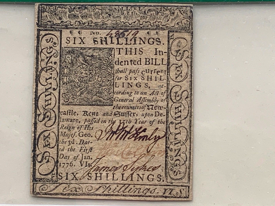 January 1, 1776 - Delaware Six Shillings Colonial Currency PCGS 63PPQ ...