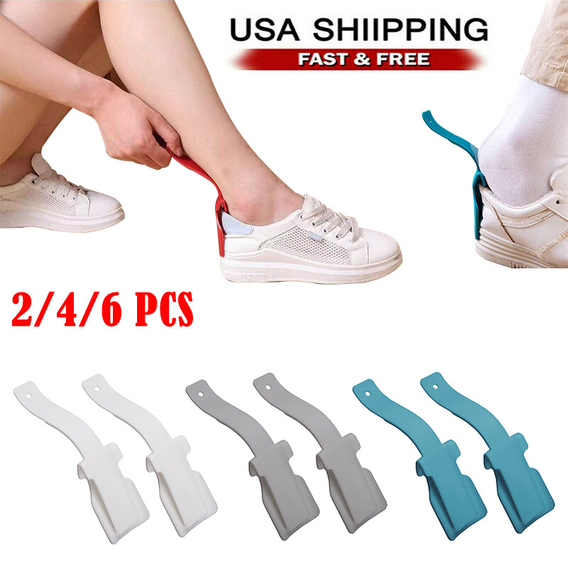 2/4/6Pcs Wear Shoe Horn Lifting Helper Lazy Handled Shoe Horn Easy on ...
