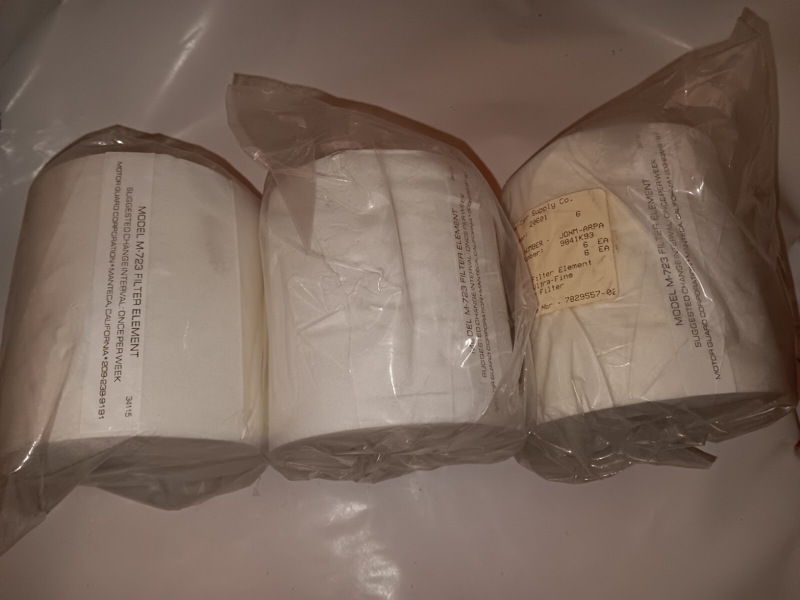 NEW LOT OF 3 MOTOR GUARD CORP. MODEL M-723 FILTER ELEMENTS FITS M-30 ...
