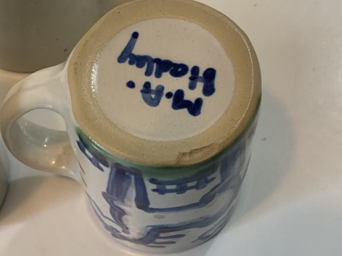 M.A. Hadley Lot Of 3 Cups Mug Pottery Horse Chicken Pig Signed Folk Art ...