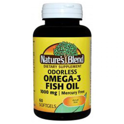 Omega-3 Odorless 1000 mg 60 Enteric Coated Softgel By Nature's Blend ...