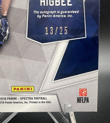 2016 Spectra Rookie Autographs Neon Green /25 Tyler Higbee RC Los ...