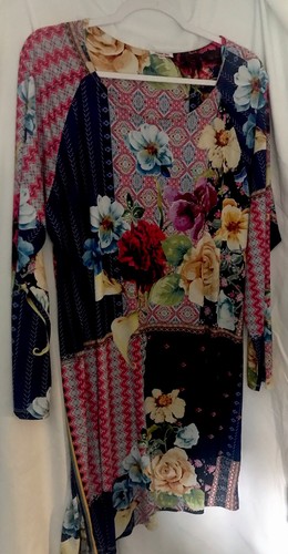 Johnny Was Navy Multi Geo Floral XL LS Knit Straight Line Dress VGUC | eBay