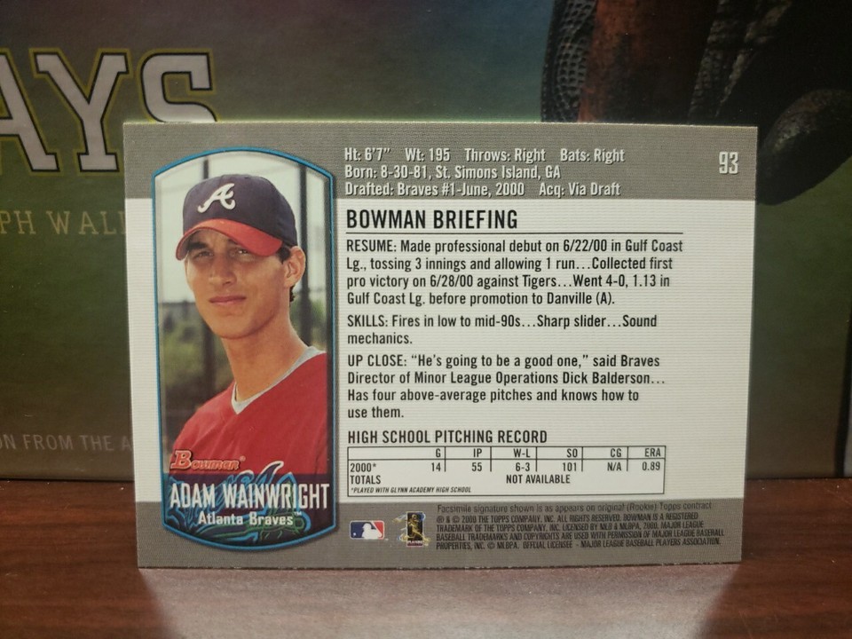 Adam Wainwright 2000 Bowman Draft Rookie Card RC #93 - Braves Cardinals ...