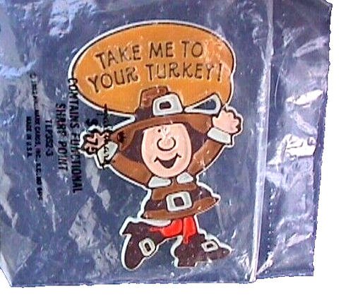 Hallmark PIN Thanksgiving Vintage PILGRIM TAKE ME TO YOUR TURKEY '82 ...
