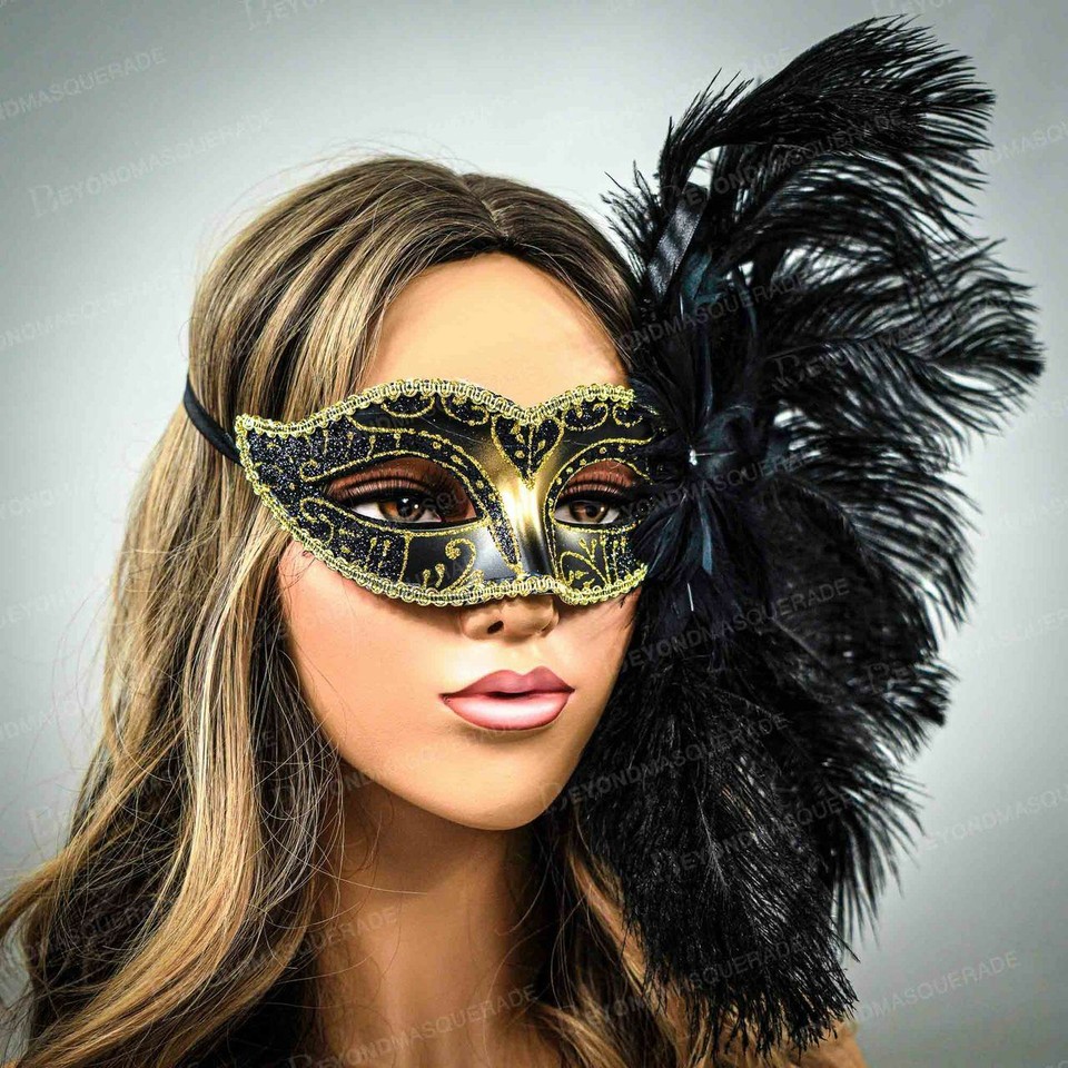 Halloween Masquerade Masks Feathers Masquerade Great Gatsby Roaring 20s ...