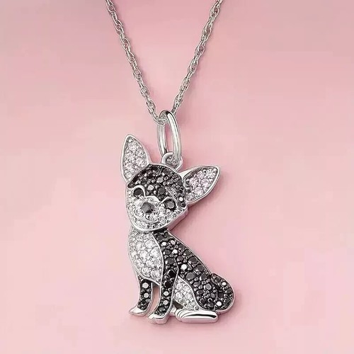 14k White Gold Plated 2.50Ct Round Cut Simulated Diamond Dog Pendant | eBay