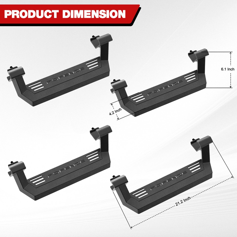 For Ford Bronco 2021-2025 4 Door Running Board Side Steel Step on Rock ...