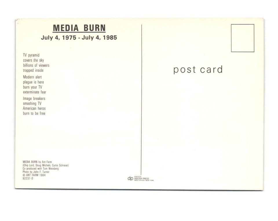 Media burn July 4th 1975 to July 4th 1985 Vintage postcard unposted | eBay