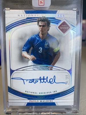 Paolo Maldini 2022 National Treasures FIFA Archives Ink ON-CARD Auto ...