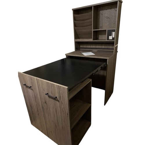 Convertible Desk Multi Use Craft Nook Workstation Grey Wood Home ...
