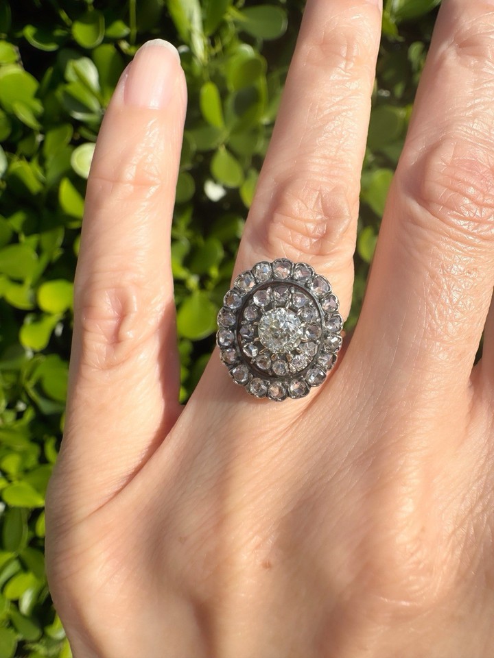 Antique Georgian Diamond Cluster Ring 14K Gold | Hand-Cut Diamonds c ...