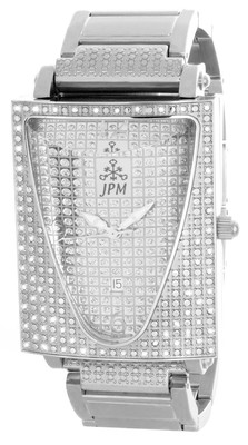 JPM Mens Silver Tone Dial Stainless Steel Bracelet Diamond Watch Extasy ...