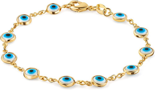 18K Gold Plated Multicolored Evil Eye Bracelet for Women - Made in ...
