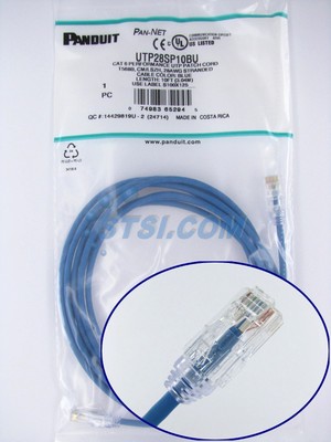 Panduit UTP28SP10BU Cat6 28 AWG Network Patch Cable/Cord, 10 Ft Blue ...