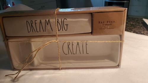 Rae Dunn Desk Set DREAM BIG & CREATE Plaque & Tray In Box NEW | eBay