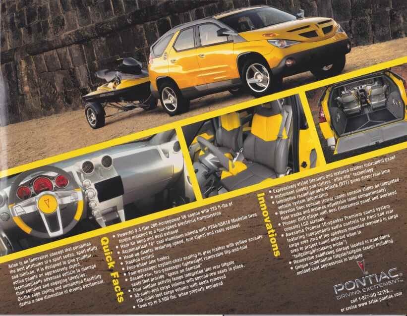 Catalogue Brochure PONTIAC Aztec concept, 1999, USA | eBay