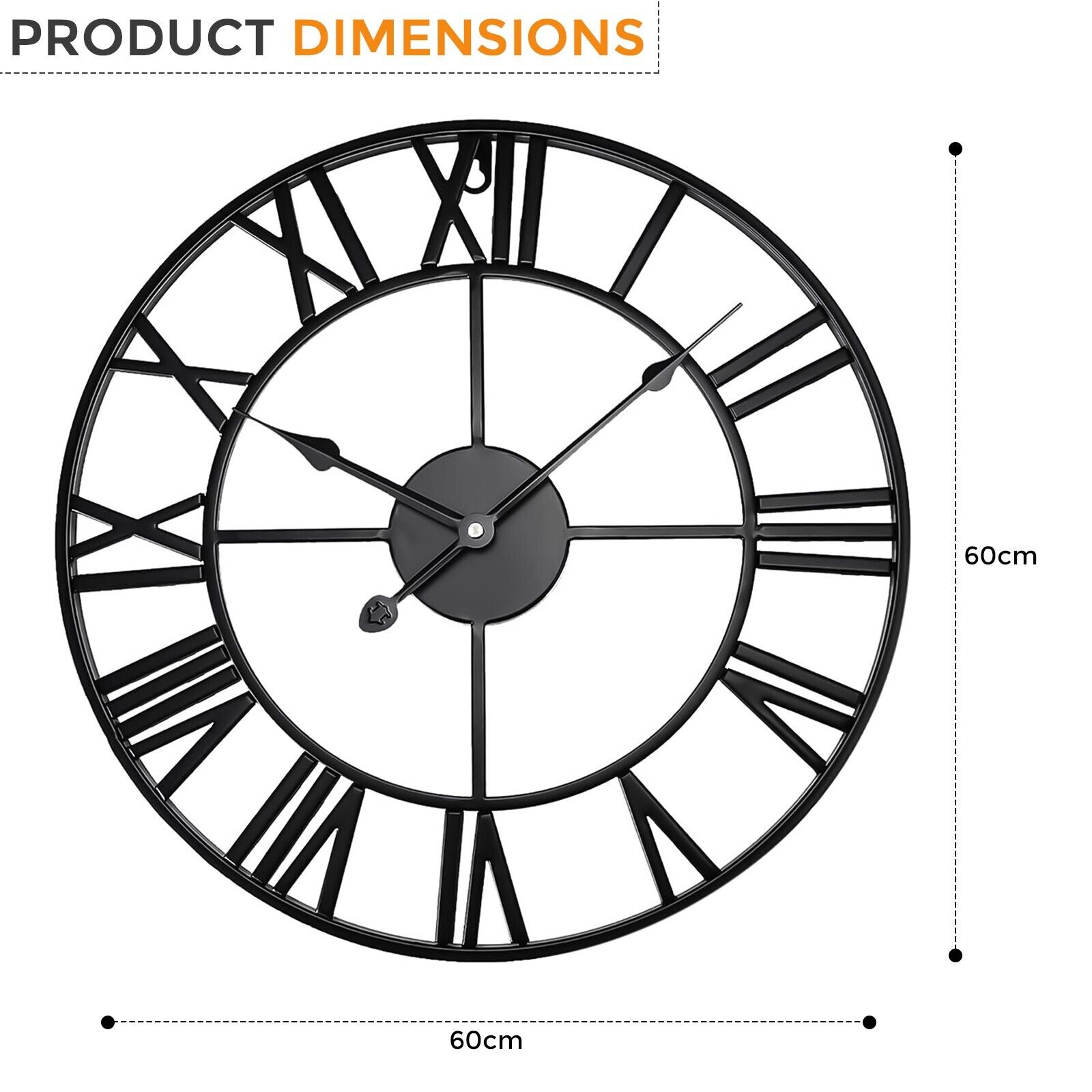 GARDEN ROMAN WALL CLOCK LARGE INDOOR OUTDOOR NUMERALS GIANT OPEN FACE ...