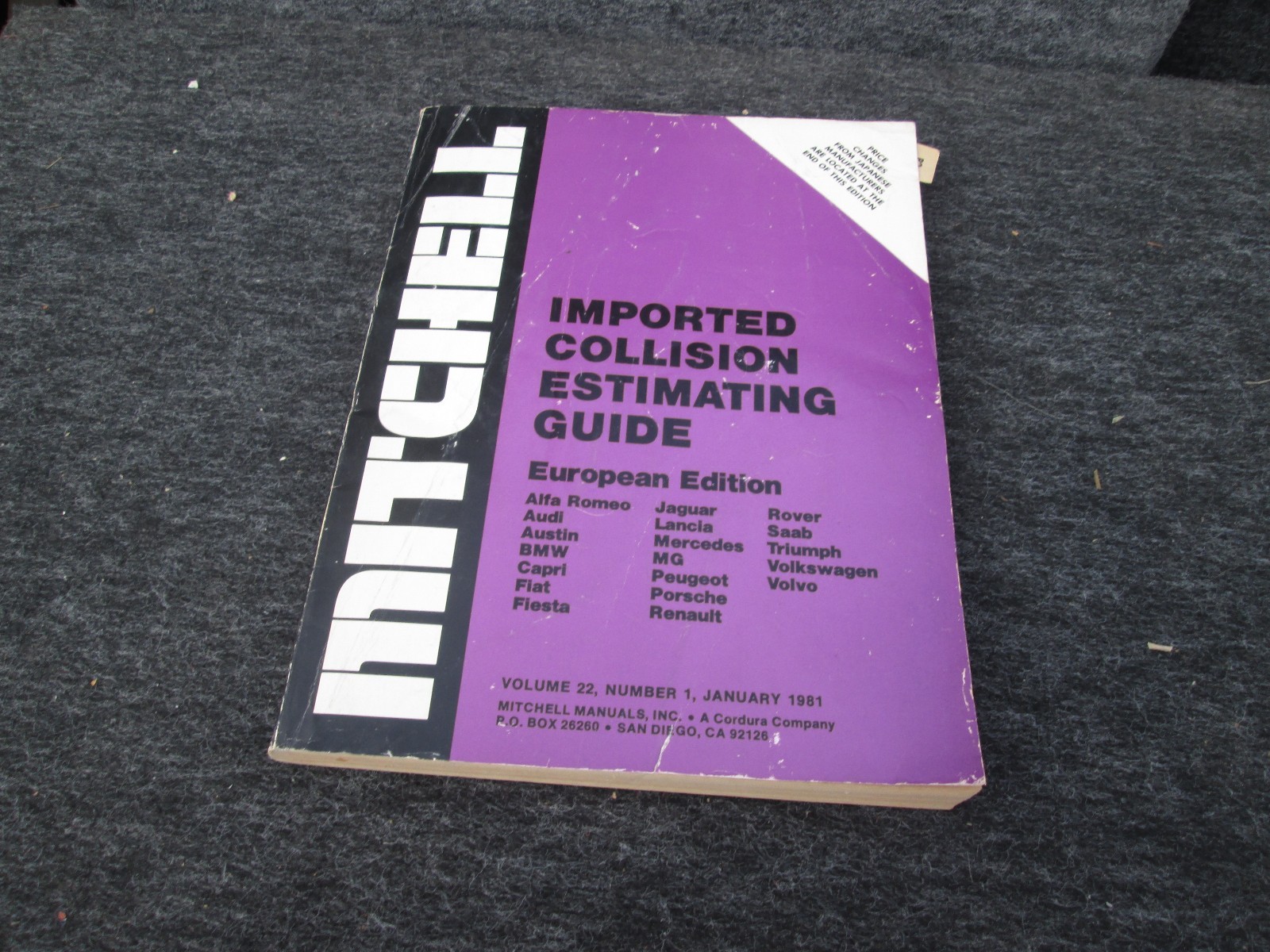 MITCHELL IMPORTED COLLISION ESTIMATING GUIDE EUROPEAN EDITION VOL 22 ...