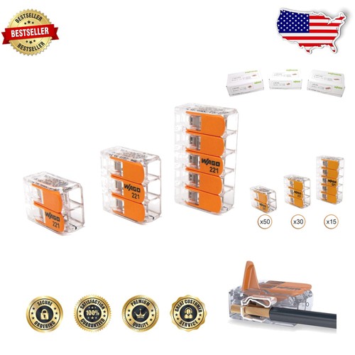 221-61x 95pc Lever-Nuts for Solid & Stranded Copper Wires, 400V Rated ...