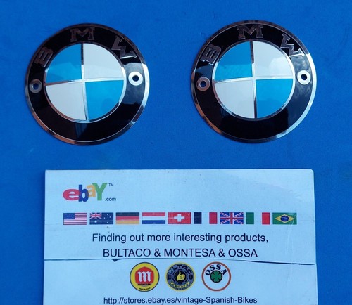 BMW EMBLEM GAS TANK NEW 70MM 2 UNITS BMW LOGO TANK R45 R50 R60 R75 R80 ...