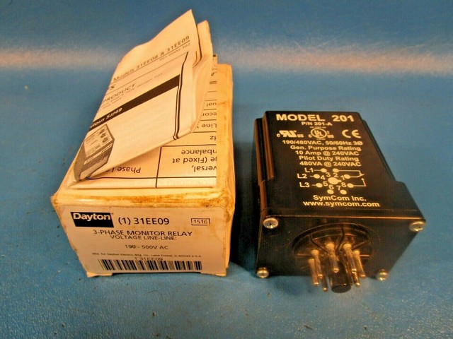 Dayton 31EE09 Phase Monitor Relay Plugin 190 to 500v G6190423 for sale ...