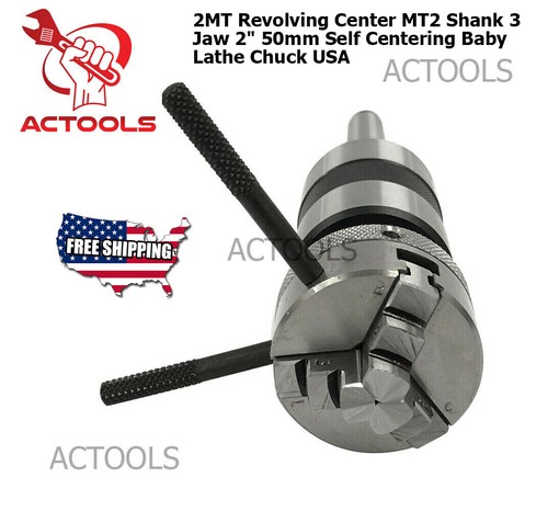 2MT Revolving Center Self Centering Baby Lathe Chuck Shank MT2 3 Jaw 2 ...