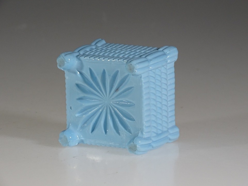 Victorian Sowerby Glass Turquoise Basketweave Posey Vase Salt Dip ...