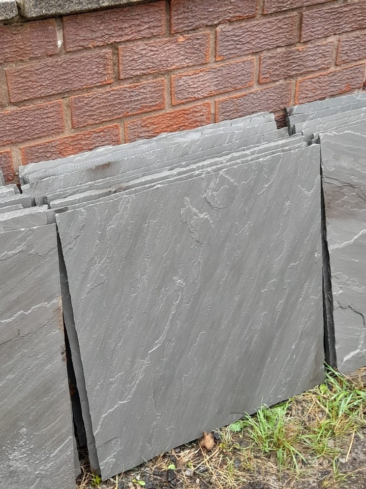 Marshalls Indian Sandstone Textured Grey Paving Slabs 560 X 560 X 25mm ...