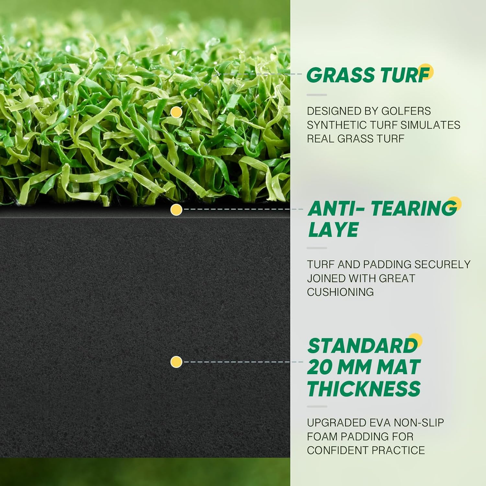 Golf Hitting Mat, 5X4Ft Artificial Golf Turf Practice Mat for Outdoor ...