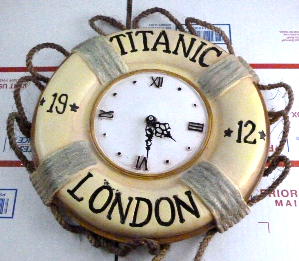 Vintage 9" Titanic London Lifebuoy Lifesaver Wall Hanging Clock TESTED ...
